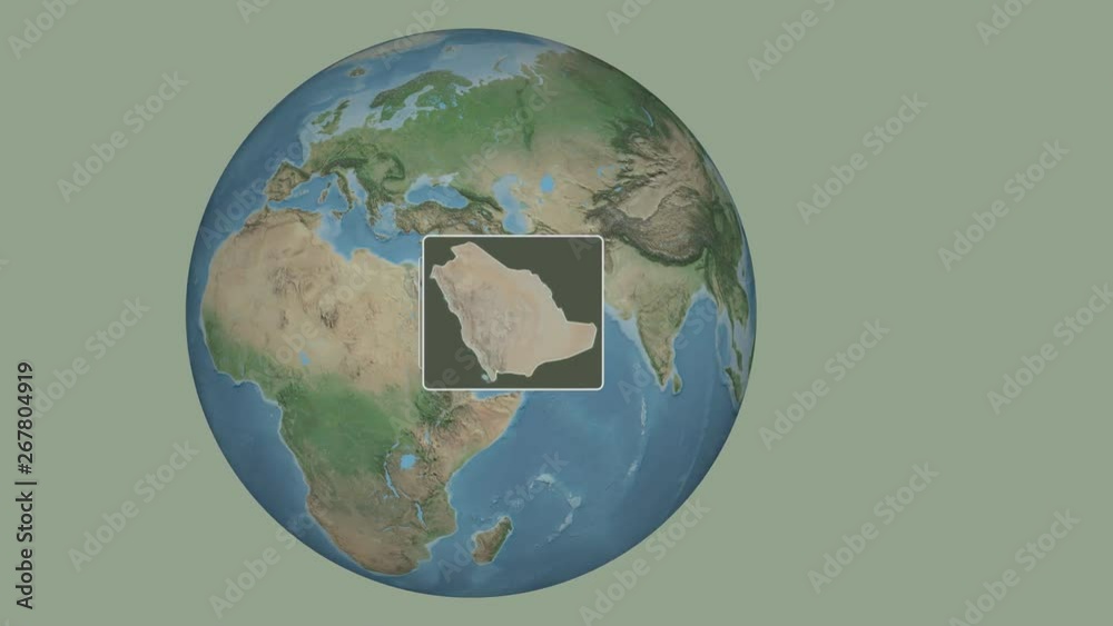 Saudi Arabia area bounds outlined on the end cap of rectangular tube ...