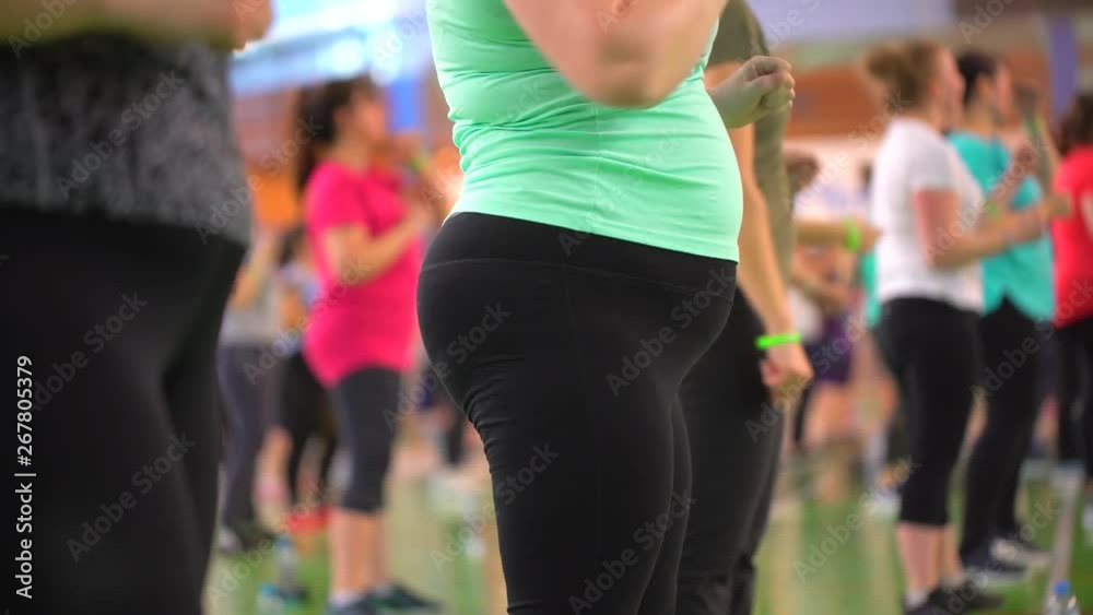 obese fat female, overweight woman girl fitness working out exercising ...