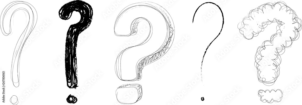 question marks interrogation point hand drawing icon set sketches Stock ...