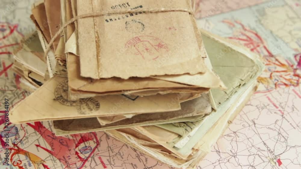 Batch of the postal letters of the war time lying on the military ...