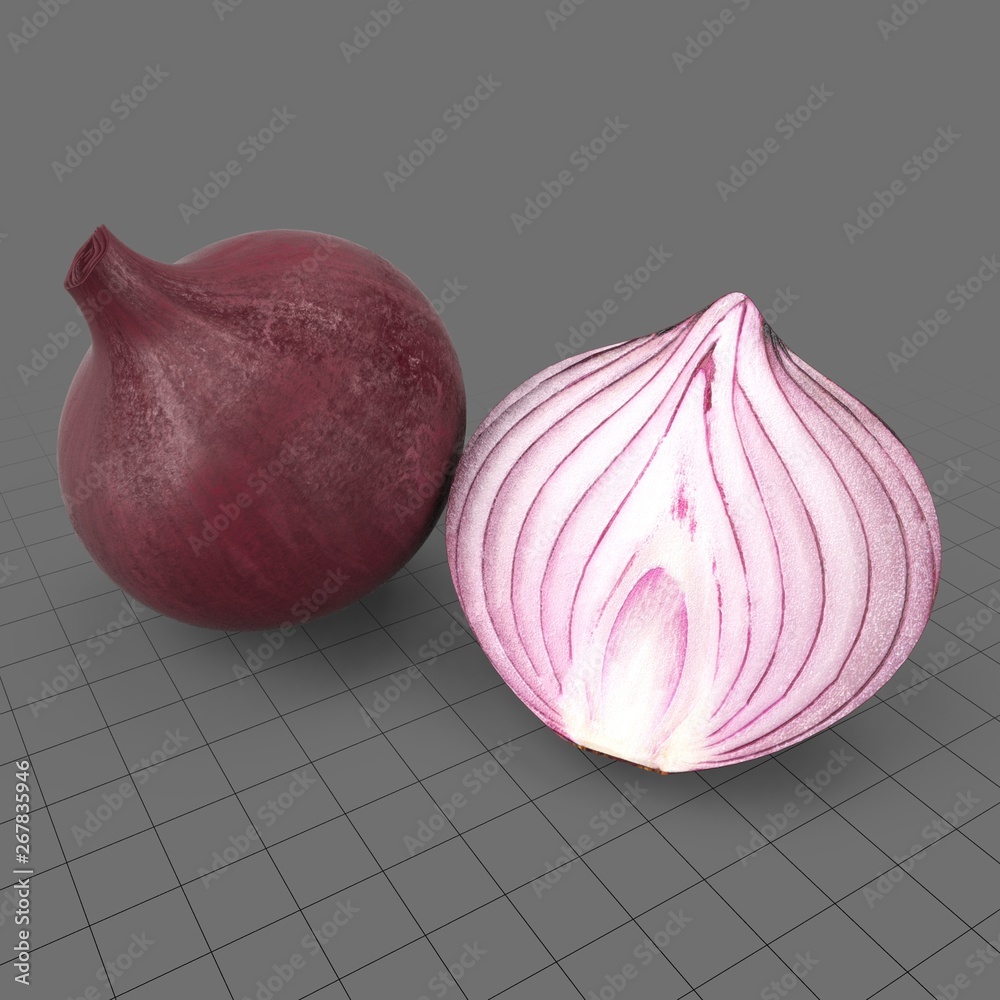 Red onions Stock 3D asset | Adobe Stock