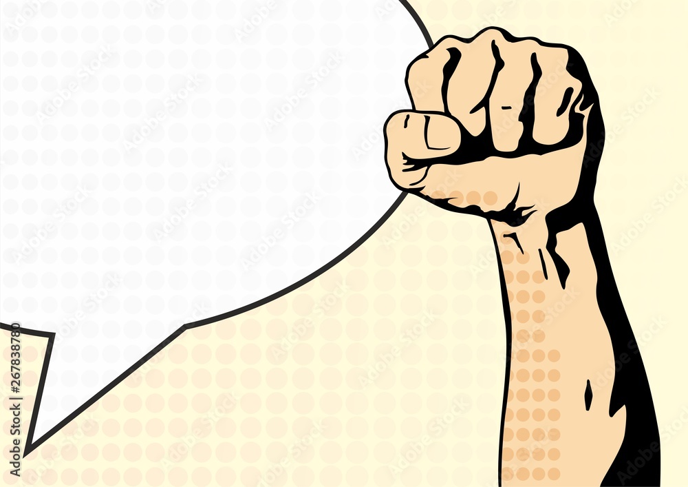 Fist male hand, proletarian protest symbol. Clenched fist held in ...
