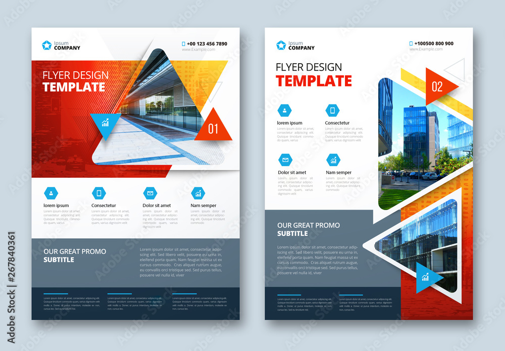 Colorful Business Flyer Layout with Triangle Elements Stock Template ...