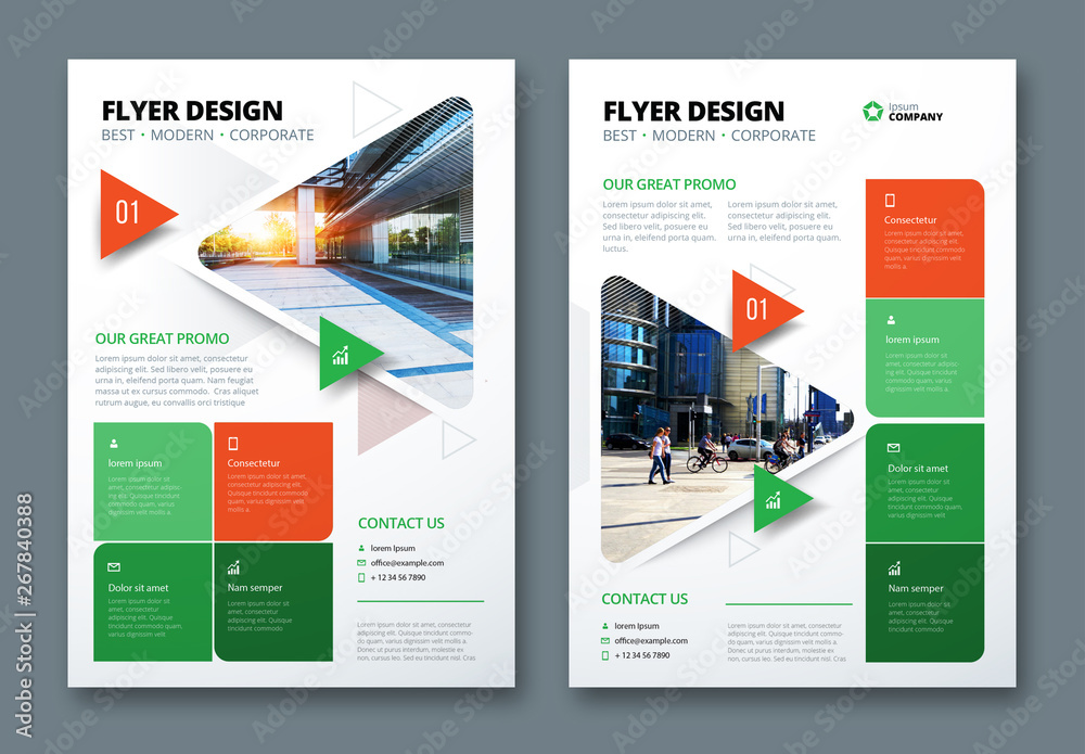 Colorful Business Flyer Layout with Triangle Elements Stock Template ...