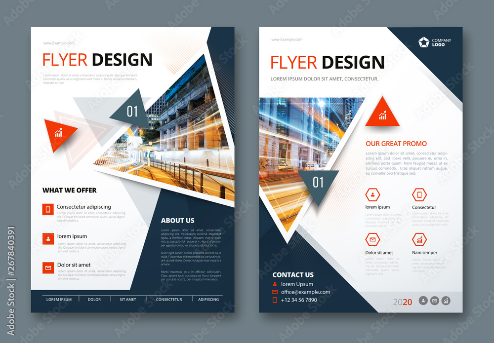 Colorful Business Flyer Layout with Triangle Elements Stock Template ...