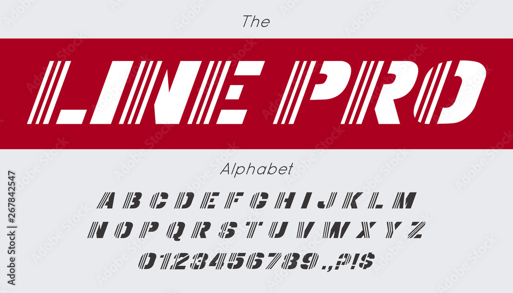 Vector line font and alphabet. Abc, english letters and numbers Stock ...