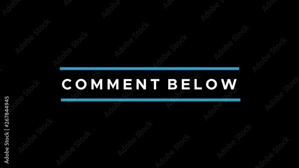 Comment below animated title end card highlight slide, black chroma key ...