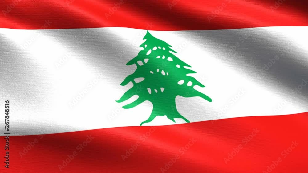 Realistic flag of Lebanon, Seamless looping with highly detailed fabric ...