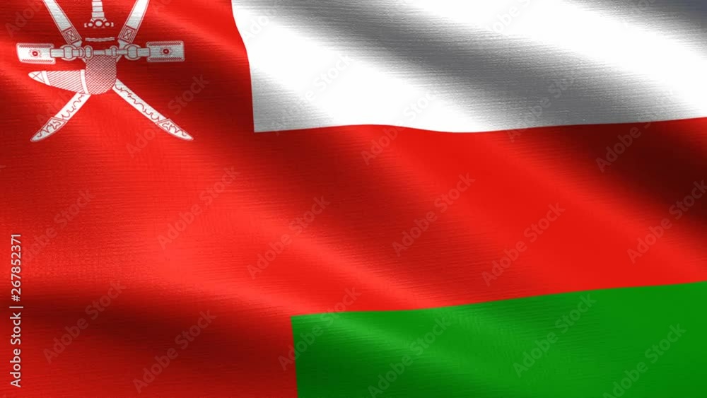 Realistic flag of Oman, Seamless looping with highly detailed fabric ...