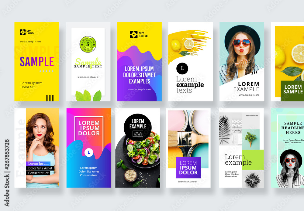 Colorful Social Media Post Banner Layout Kit Stock Template | Adobe Stock
