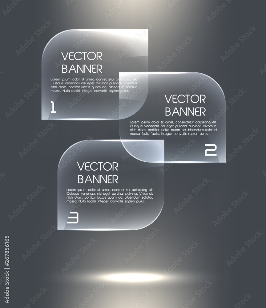Glass speech banners for infographics, options, presentations. Stock ...