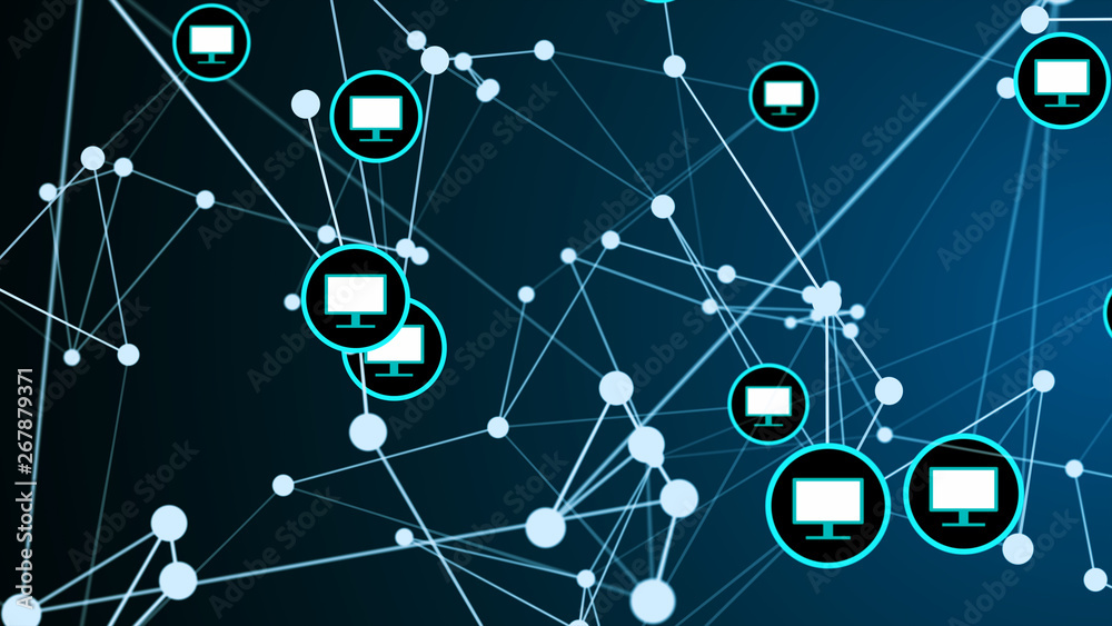 Computer screen monitor link connection network structure graphic ...