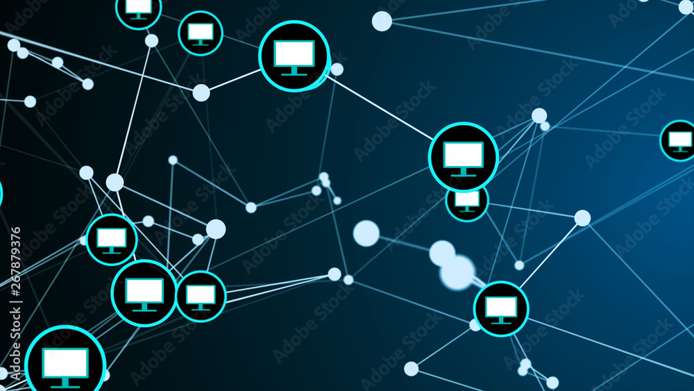 Computer screen monitor link connection network structure graphic ...