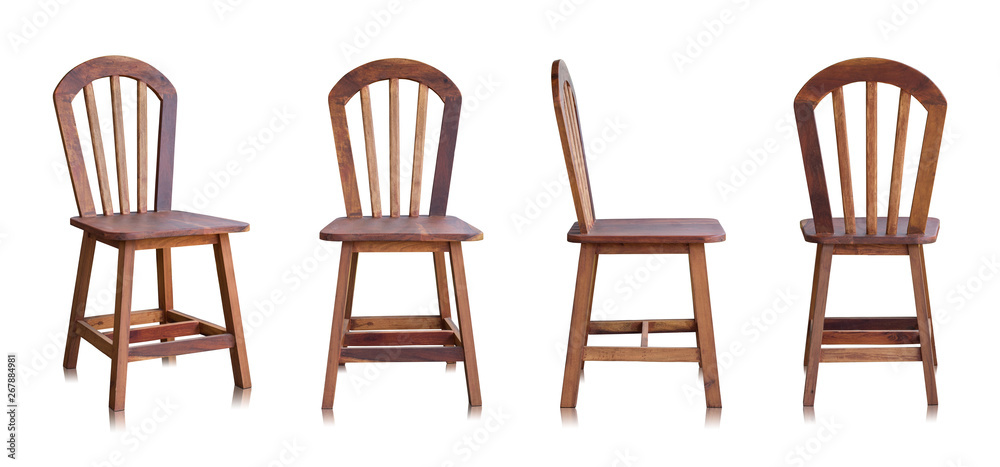set of wooden chair isolated on white background Stock Photo | Adobe Stock