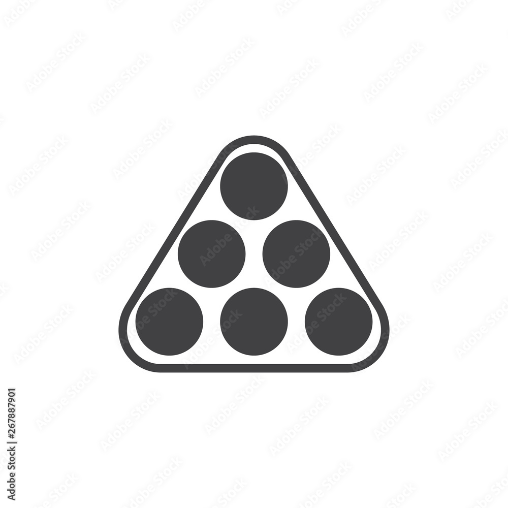 Billiard balls and triangle vector icon. filled flat sign for mobile ...