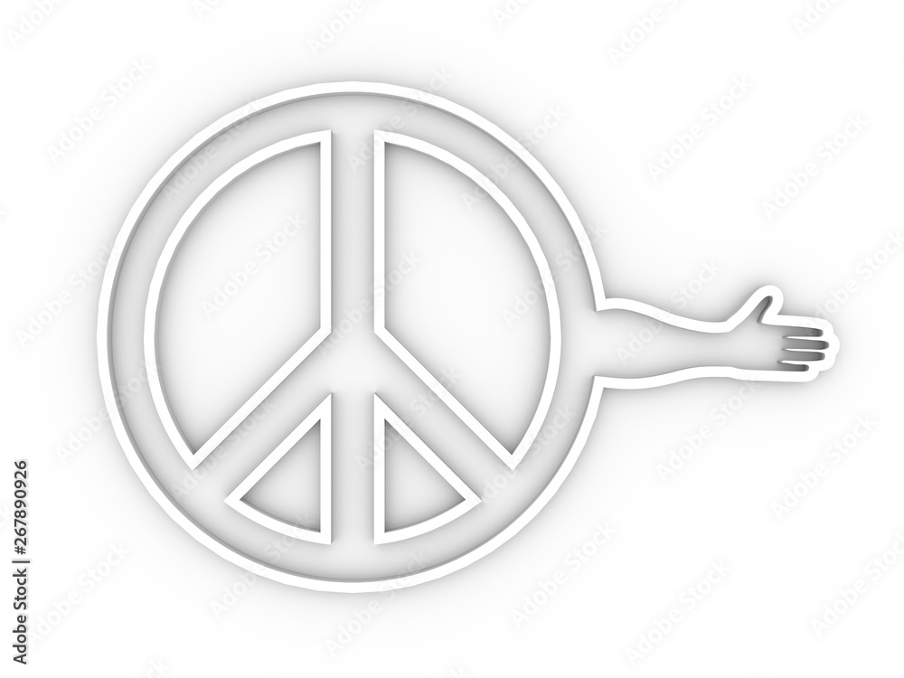 Symbol of Peace with human arm that ready to handshake. 3D rendering ...