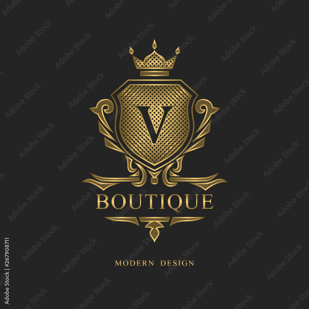 Royal monogram design. Luxury volumetric logo template. 3d line ...