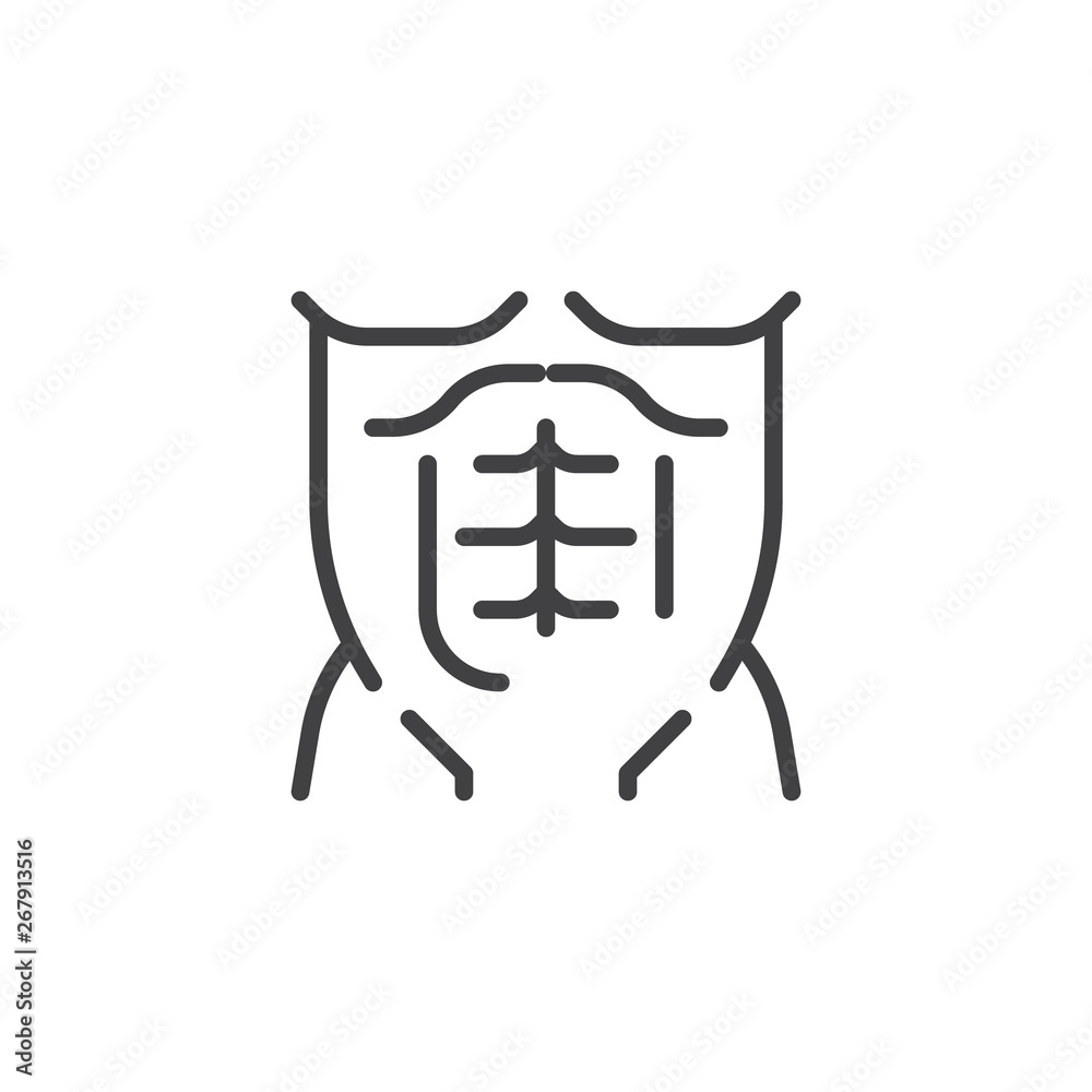 Muscular male torso line icon. linear style sign for mobile concept and ...