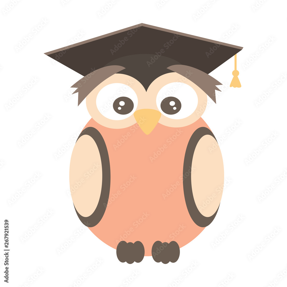 cute cartoon vector owl wearing graduation cap funny illustration ...