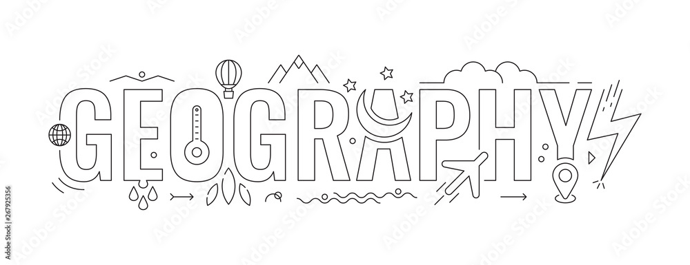 geography word. geography word concept. geography word and symbols ...