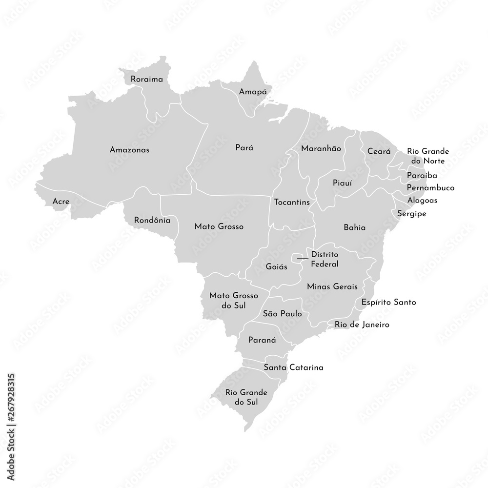 Vector isolated illustration of simplified administrative map of Brazil ...