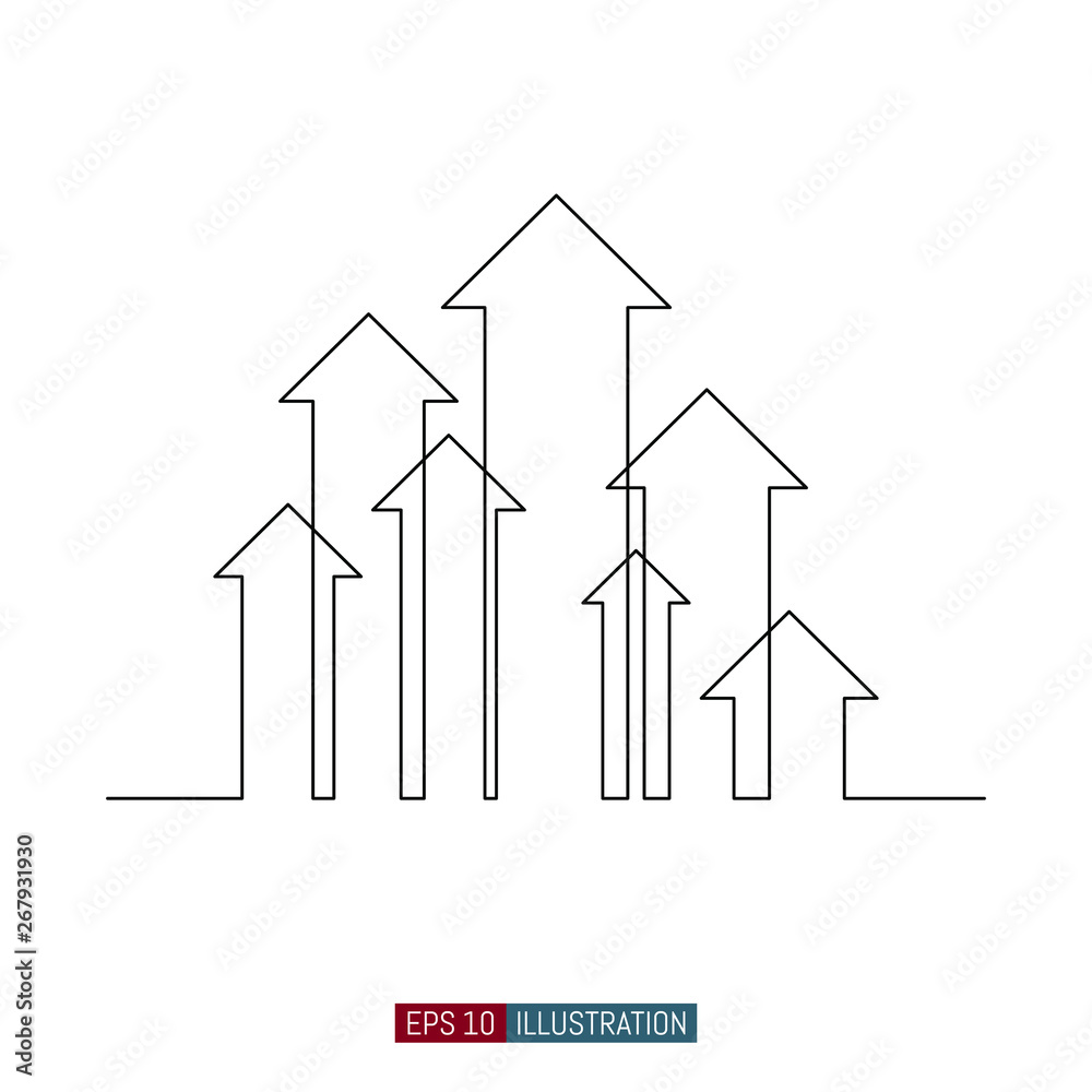 Continuous line drawing of multiple arrows. Template for your design ...