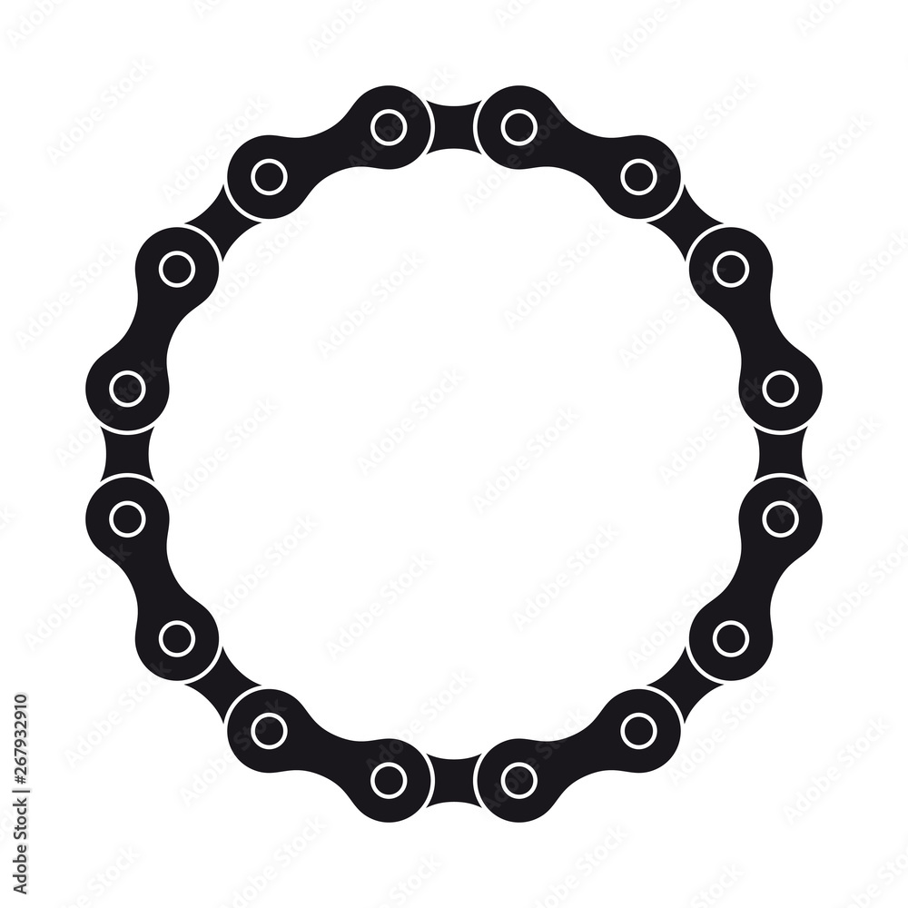 Vector black circle created from bike chain. Isolated on white ...
