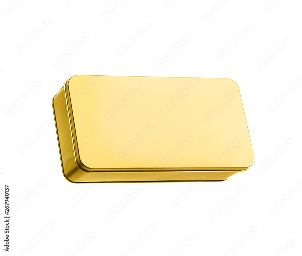 Gold metal box isolated on white background. Stock Photo | Adobe Stock
