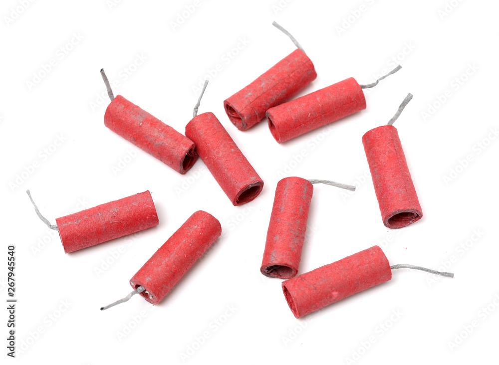 Red Firecrackers on white background Stock Photo | Adobe Stock