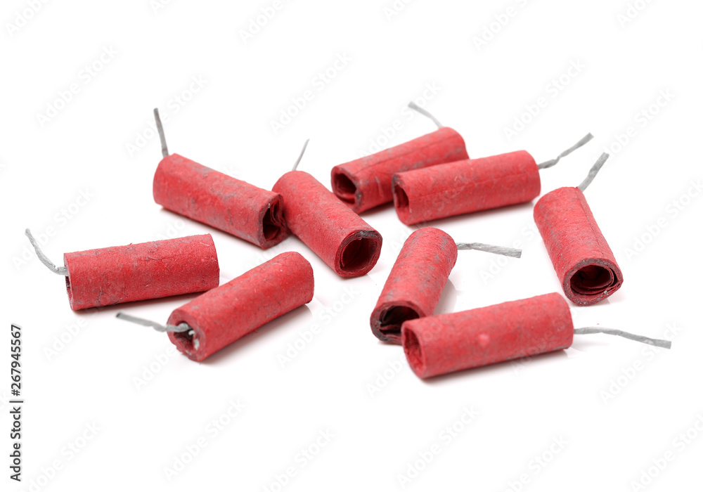 Red Firecrackers on white background Stock Photo | Adobe Stock