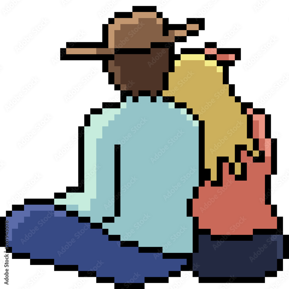 vector pixel art couple Stock Vector | Adobe Stock