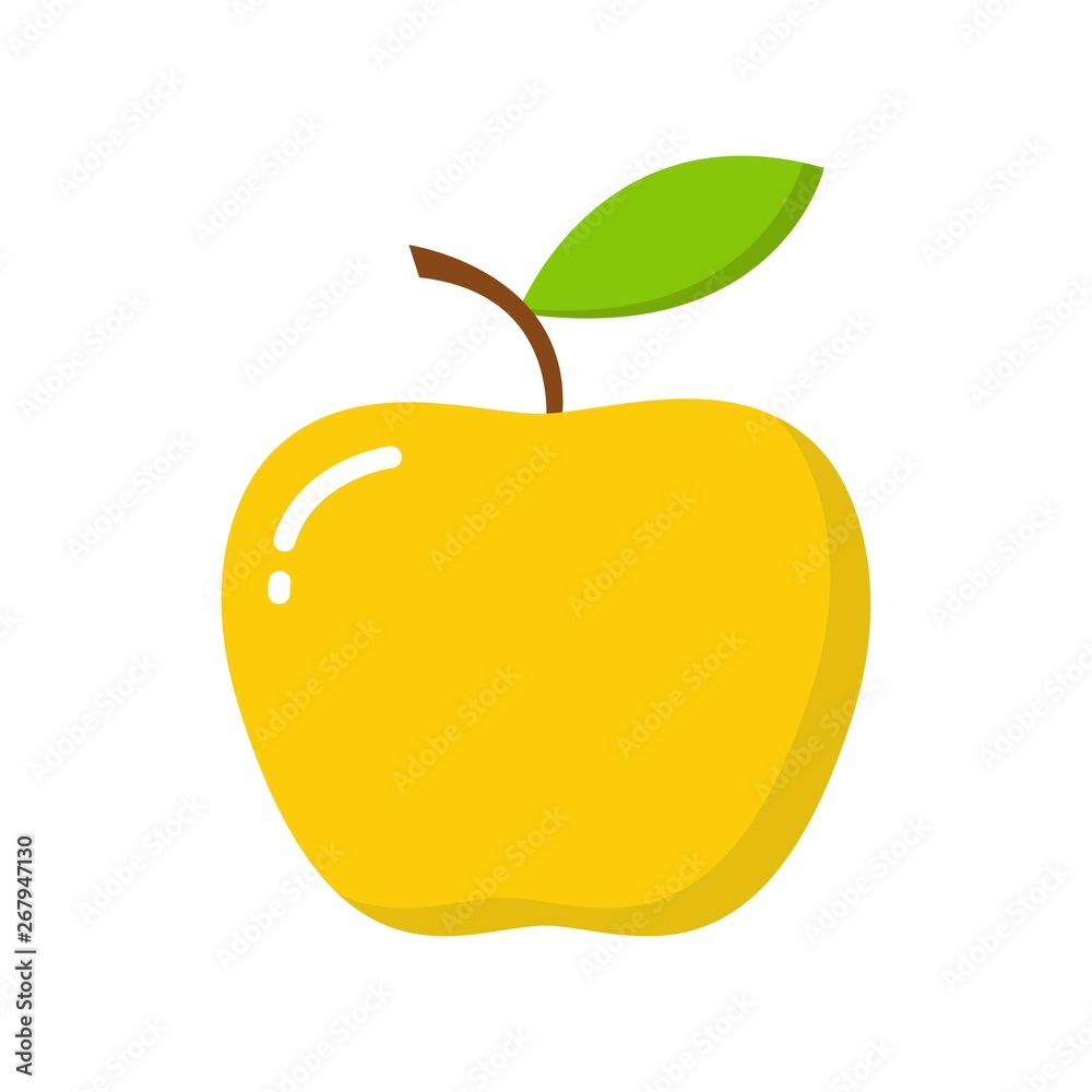 Gold apple icon. Flat illustration of gold apple vector icon for web ...