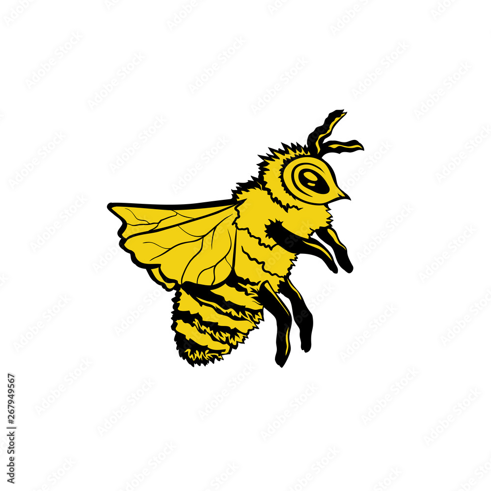 Honey bee hand drawn vector illustration. Animalistic ink pen sketch ...