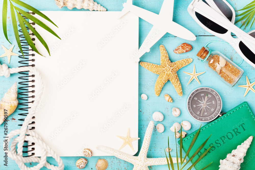 Planning summer holidays, trip, travel and vacation background. Open ...