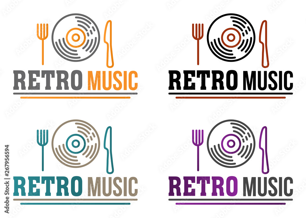 Creative vector retro music logo with serving vinyl record. Concept for ...