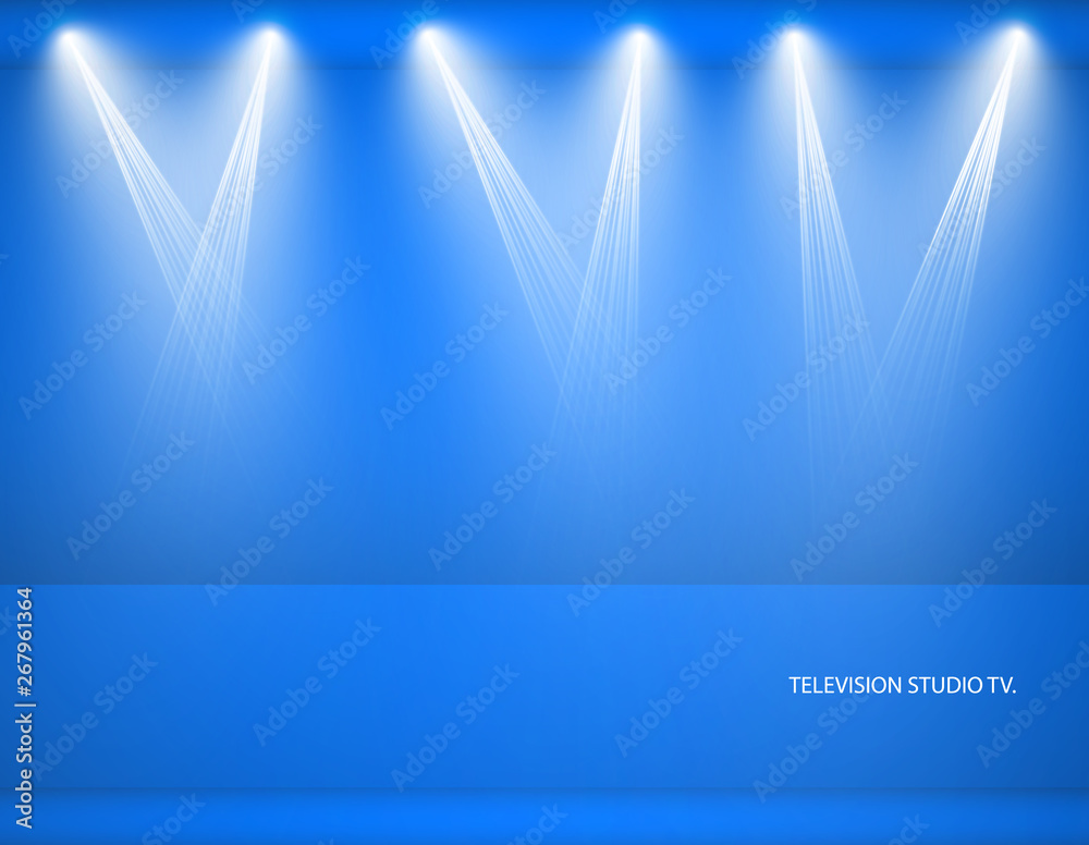 Studio background. Vector empty blue studio for your design, spotlight ...
