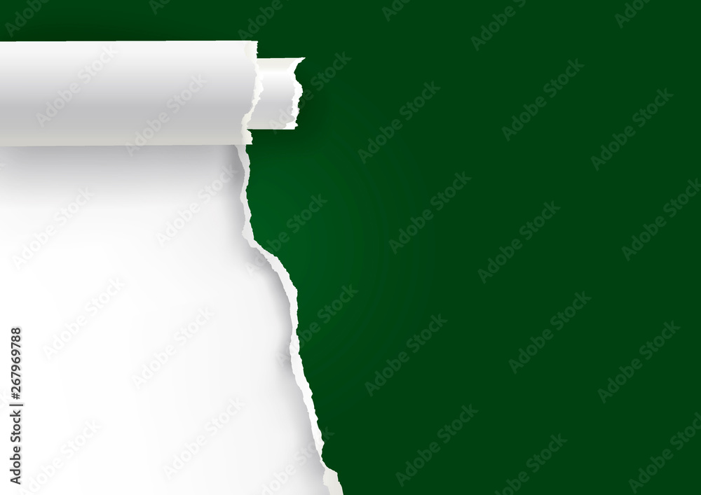 Dark Green ripped paper background, banner template. Place for your ...