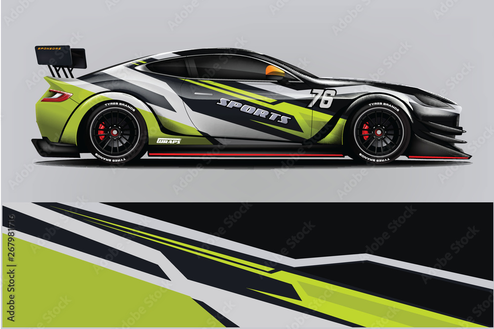 Sport Car wrap design vector, truck and cargo van decal. Graphic ...