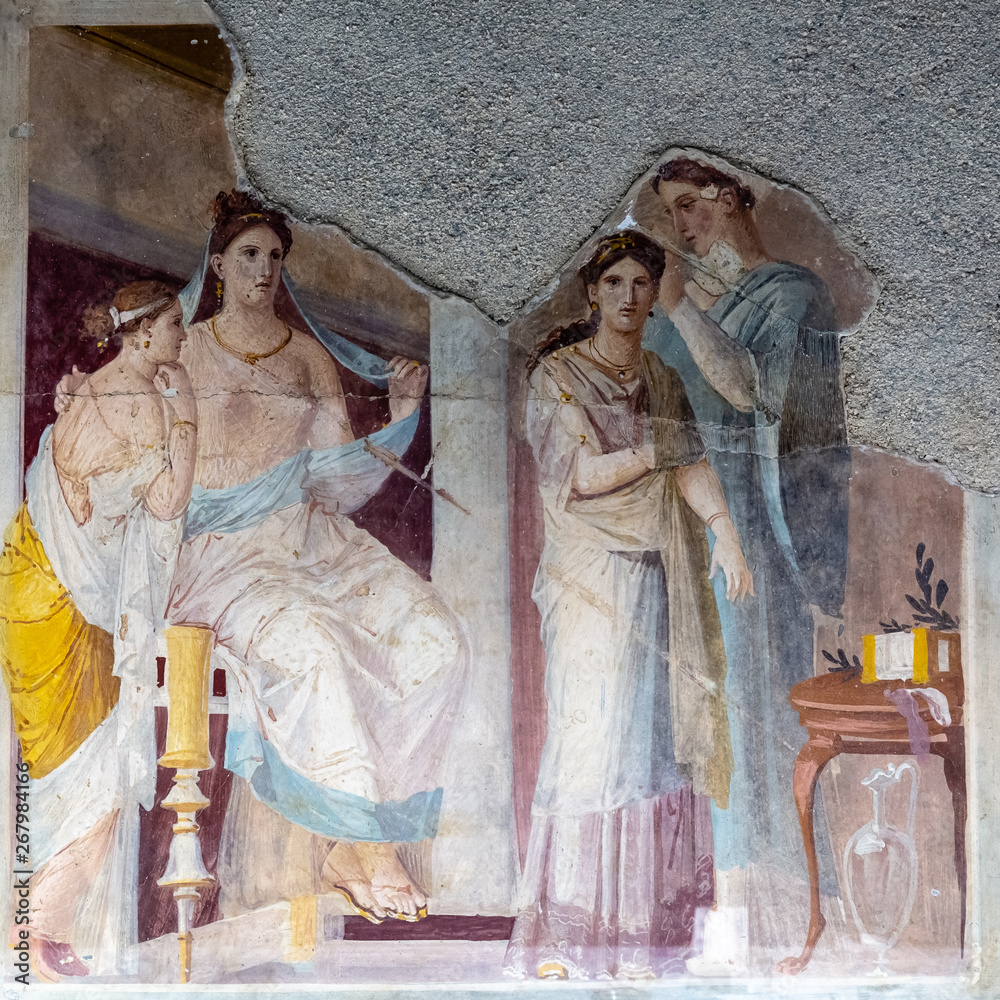 remains of the city of Pompeii destroyed by the eruption of Vesuvius in ...