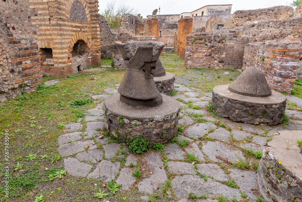 remains of the city of Pompeii destroyed by the eruption of Vesuvius in ...