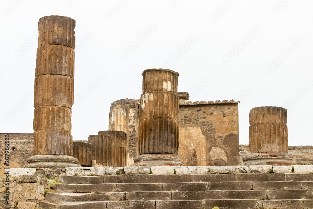 remains of the city of Pompeii destroyed by the eruption of Vesuvius in ...