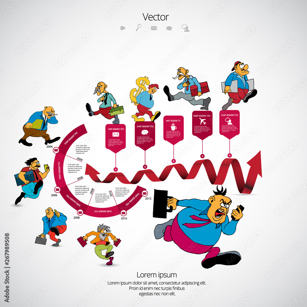 Infographics template with business cartoon character, vector ...