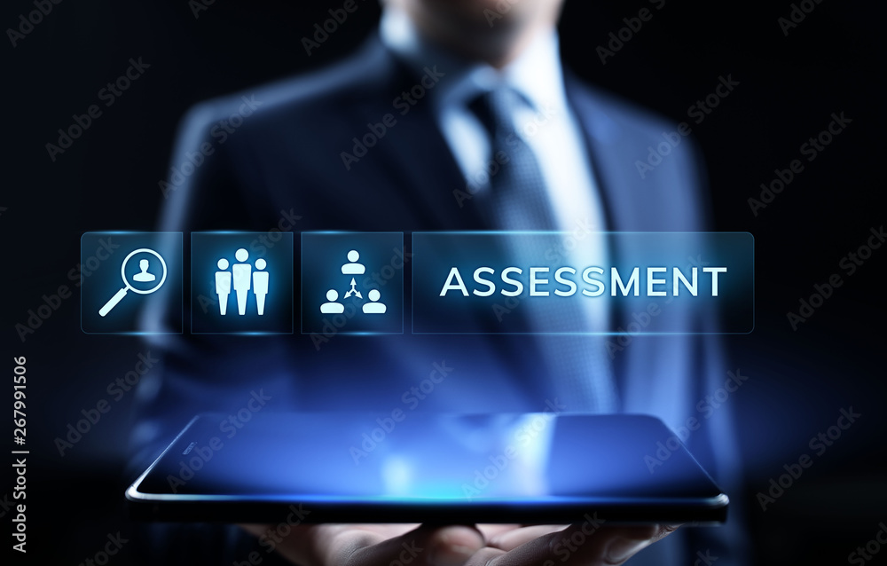 Assessment evaluation business analysis concept on screen. Stock Photo ...