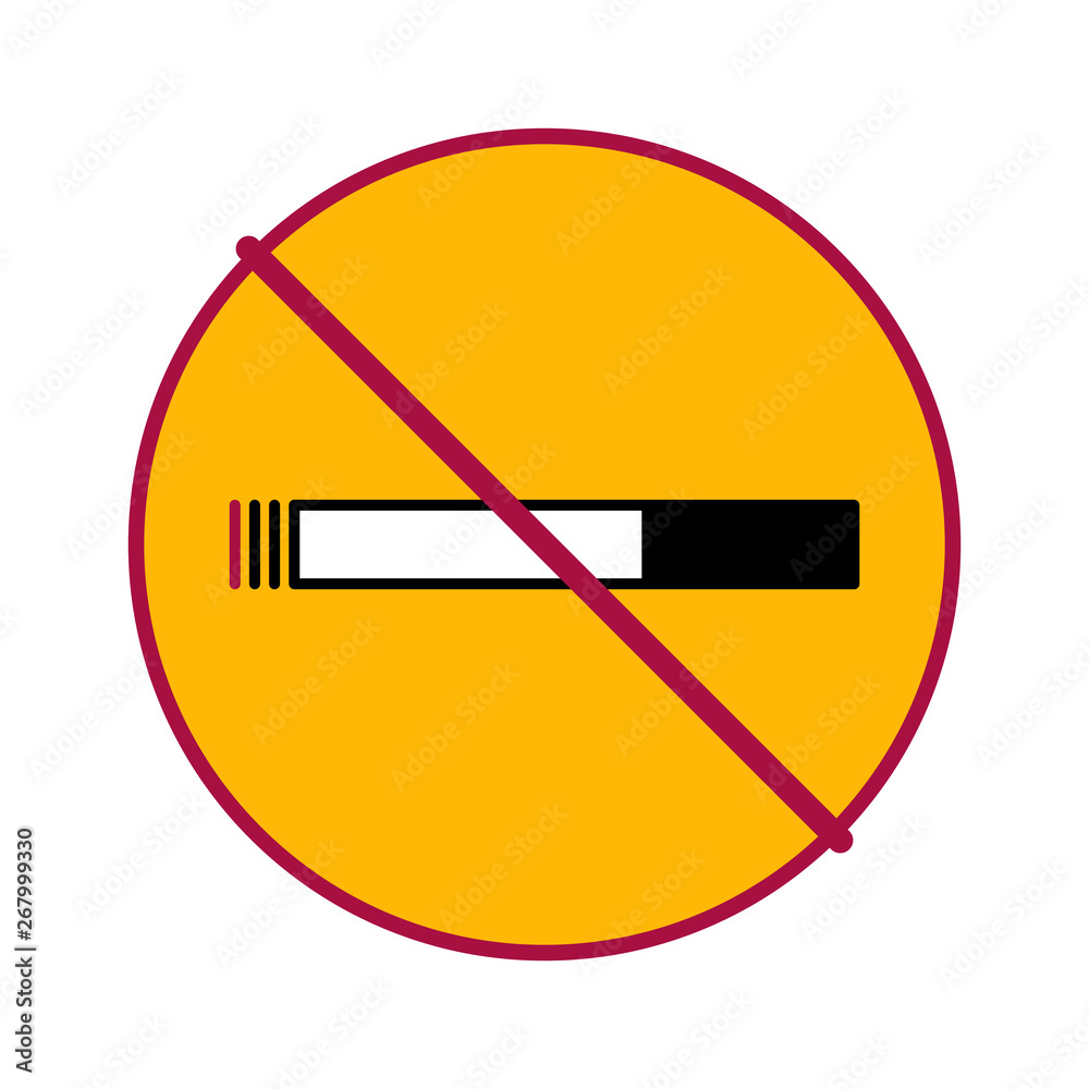 Flat prohibition sign. Do not smoke. A burning cigarette crossed in a ...