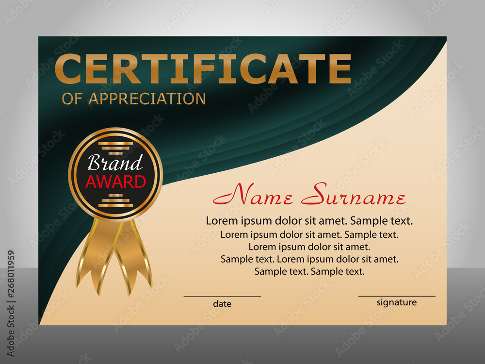Certificate of achievement, diploma. Reward. Winning the competition ...