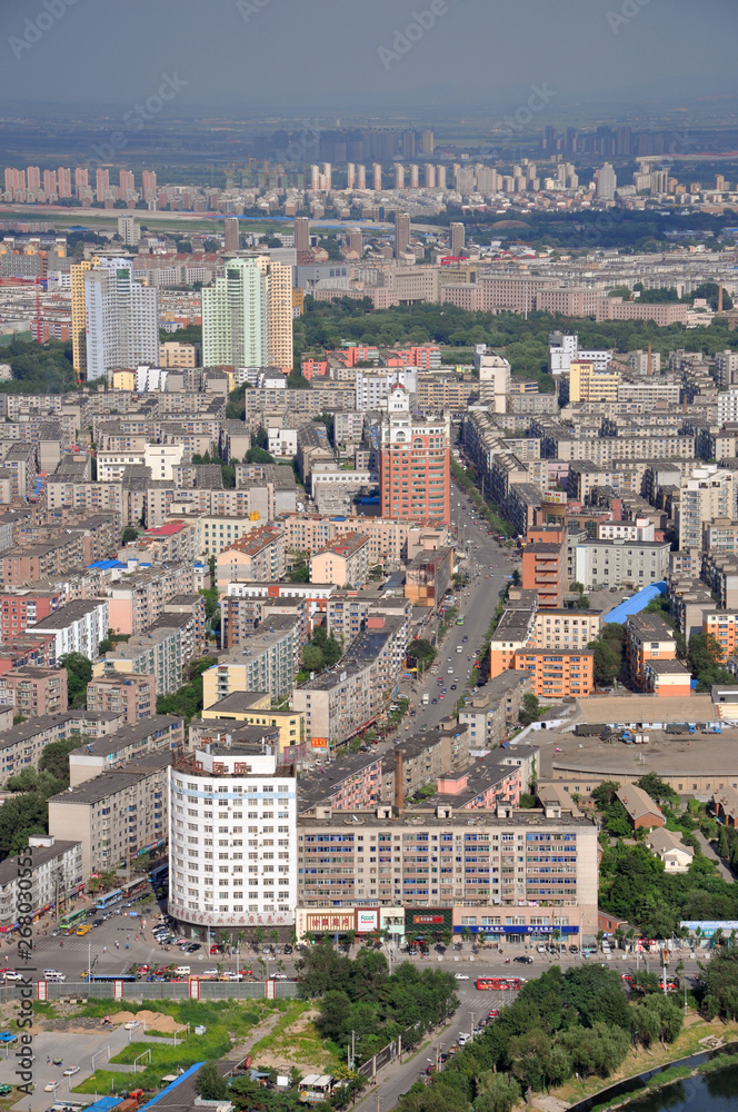 Aerial view of Modern Apartment buildings in downtown of Shenyang ...
