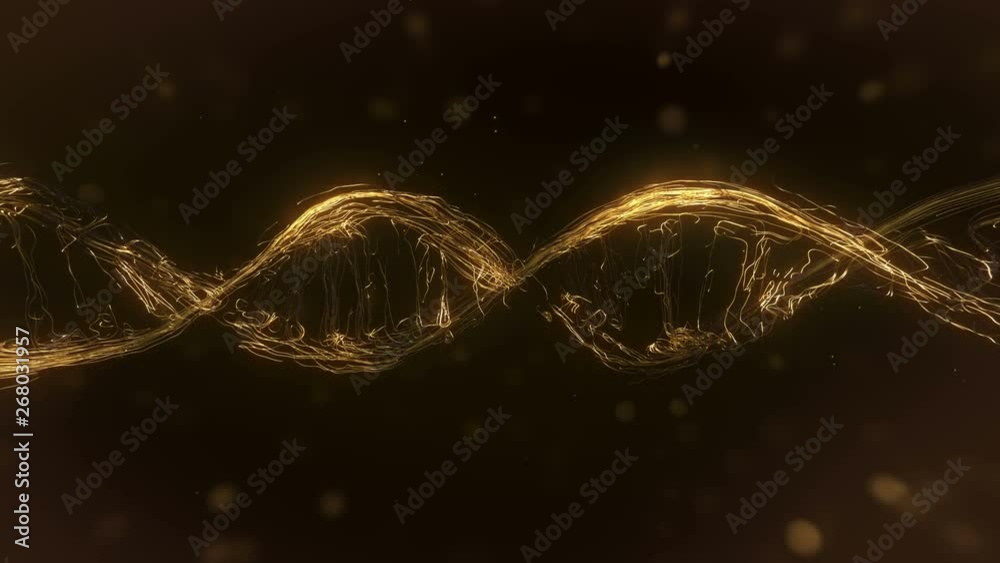 forming dark Gold DNA molecule. Science 3D animation background. Stock ...