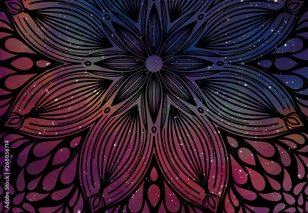 Abstract mandala graphic design and watercolor digital art painting for ...