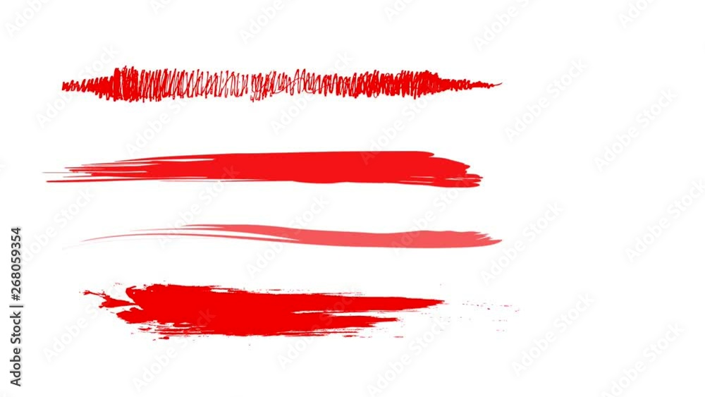 Grunge brush stroke set, animated design elements of highlighting, red ...