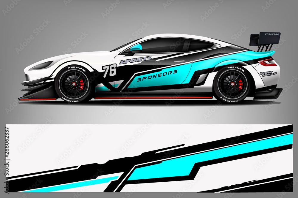 Sport Car wrap design vector, truck and cargo van decal. Graphic ...